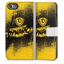 DeinDesign iPhone SE (2020) Handy Klapph&uuml;lle Handyh&uuml;lle aus Kunst Leder wei&szlig; Flip Case Official Licensed Product Sg Dynamo Dresden Logo Sideflip mit Lasche