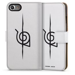 DeinDesign iPhone SE (2022) Handy Klapph&uuml;lle Handyh&uuml;lle aus Kunst Leder wei&szlig; Flip Case Sasuke Konoha Naruto Shippuden Sideflip mit Lasche