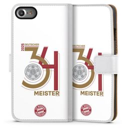 DeinDesign iPhone SE (2020) Handy Klapph&uuml;lle Handyh&uuml;lle aus Kunst Leder wei&szlig; Flip Case Master Official Licensed Product Fc Bayern M&uuml;nchen Sideflip mit Lasche