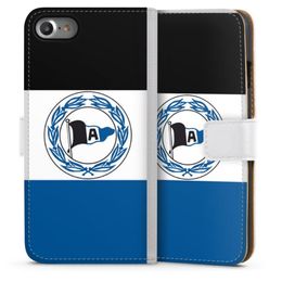 DeinDesign iPhone SE (2020) Handy Klapph&uuml;lle Handyh&uuml;lle aus Kunst Leder wei&szlig; Flip Case Arminia Bielefeld Official Licensed Product Arminen Sideflip mit Lasche