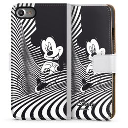 DeinDesign iPhone SE (2020) Handy Klapph&uuml;lle Handyh&uuml;lle aus Kunst Leder wei&szlig; Flip Case Disney Mickey Mouse Official Licensed Product Sideflip mit Lasche