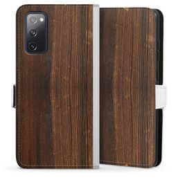 DeinDesign Galaxy S20 FE 5G Handy Klapph&uuml;lle Handyh&uuml;lle aus Kunst Leder wei&szlig; Flip Case Nut Tree Wood Wooden Look Sideflip mit Lasche