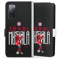 DeinDesign Galaxy S20 FE 5G Handy Klapph&uuml;lle Handyh&uuml;lle aus Kunst Leder wei&szlig; Flip Case Official Licensed Product Jamal Musiala Fc Bayern M&uuml;nchen Sideflip mit 