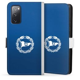 DeinDesign Galaxy S20 FE 5G Handy Klapph&uuml;lle Handyh&uuml;lle aus Kunst Leder wei&szlig; Flip Case Arminia Bielefeld Soccer Official Licensed Product Sideflip mit Lasche