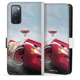 DeinDesign Galaxy S20 FE 5G Handy Klapph&uuml;lle Handyh&uuml;lle aus Kunst Leder wei&szlig; Flip Case Official Licensed Product Cars Lightning Mcqueen 95 Sideflip mit Lasche