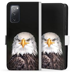 DeinDesign Galaxy S20 FE Handy Klapph&uuml;lle Handyh&uuml;lle aus Kunst Leder wei&szlig; Flip Case Animals Eagle Bird Sideflip mit Lasche