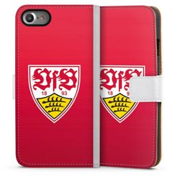 DeinDesign iPhone SE (2020) Handy Klapph&uuml;lle Handyh&uuml;lle aus Kunst Leder wei&szlig; Flip Case Vfb Stuttgart Official Licensed Product Logo Sideflip mit Lasche