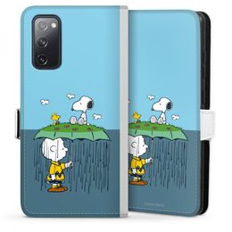 DeinDesign Galaxy S20 FE 5G Handy Klapph&uuml;lle Handyh&uuml;lle aus Kunst Leder wei&szlig; Flip Case Children Snoopy Peanuts Sideflip mit Lasche