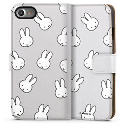 DeinDesign iPhone SE (2020) Handy Klapph&uuml;lle Handyh&uuml;lle aus Kunst Leder wei&szlig; Flip Case Muster Transparent Miffy Sideflip mit Lasche