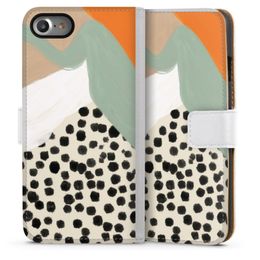DeinDesign iPhone SE (2020) Handy Klapph&uuml;lle Handyh&uuml;lle aus Kunst Leder wei&szlig; Flip Case Abstract Kunst Boho Sideflip mit Lasche