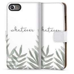 DeinDesign iPhone SE (2022) Handy Klapph&uuml;lle Handyh&uuml;lle aus Kunst Leder wei&szlig; Flip Case Jungle Palm Tree Water Colour Sideflip mit Lasche