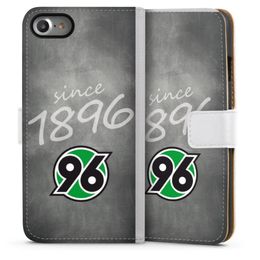 DeinDesign iPhone SE (2020) Handy Klapph&uuml;lle Handyh&uuml;lle aus Kunst Leder wei&szlig; Flip Case Official Licensed Product Hannover 96 H96 Sideflip mit Lasche