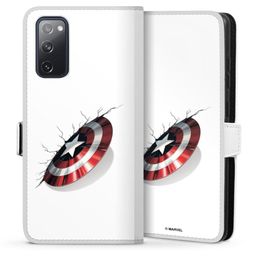 DeinDesign Galaxy S20 FE 5G Handy Klapph&uuml;lle Handyh&uuml;lle aus Kunst Leder wei&szlig; Flip Case Captain America Official Licensed Product Marvel Sideflip mit Lasche