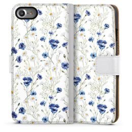 DeinDesign iPhone SE (2020) Handy Klapph&uuml;lle Handyh&uuml;lle aus Kunst Leder wei&szlig; Flip Case Muster Flowers Flower Sideflip mit Lasche