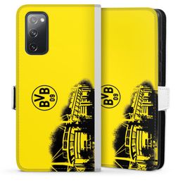 DeinDesign Galaxy S20 FE 5G Handy Klapph&uuml;lle Handyh&uuml;lle aus Kunst Leder wei&szlig; Flip Case Bvb Borussia Dortmund Stadium Sideflip mit Lasche