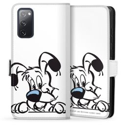 DeinDesign Galaxy S20 FE 5G Handy Klapph&uuml;lle Handyh&uuml;lle aus Kunst Leder wei&szlig; Flip Case Official Licensed Product Comic Idefix Sideflip mit Lasche