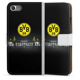 DeinDesign iPhone SE (2020) Handy Klapph&uuml;lle Handyh&uuml;lle aus Kunst Leder wei&szlig; Flip Case Borussia Dortmund Bvb Stadium Sideflip mit Lasche