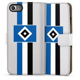 DeinDesign iPhone SE (2020) Handy Klapph&uuml;lle Handyh&uuml;lle aus Kunst Leder wei&szlig; Flip Case Hamburger Sv Transparent Hsv Sideflip mit Lasche