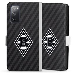 DeinDesign Galaxy S20 FE Handy Klapph&uuml;lle Handyh&uuml;lle aus Kunst Leder wei&szlig; Flip Case Gladbach Carbon Borussia M&ouml;nchengladbach Sideflip mit Lasche