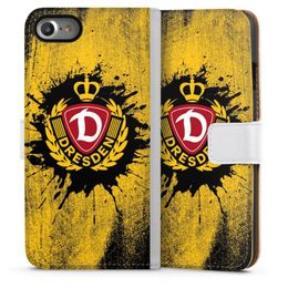 DeinDesign iPhone SE (2020) Handy Klapph&uuml;lle Handyh&uuml;lle aus Kunst Leder wei&szlig; Flip Case Official Licensed Product Soccer Sg Dynamo Dresden Sideflip mit Lasche