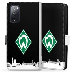 DeinDesign Galaxy S20 FE Handy Klapph&uuml;lle Handyh&uuml;lle aus Kunst Leder wei&szlig; Flip Case Skyline Sv Werder Bremen Official Licensed Product Sideflip mit Lasche