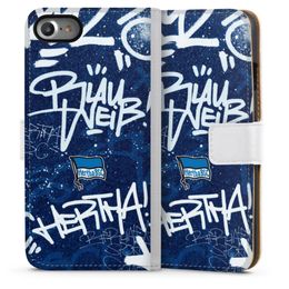 DeinDesign iPhone SE (2020) Handy Klapph&uuml;lle Handyh&uuml;lle aus Kunst Leder wei&szlig; Flip Case Hertha Bsc Official Licensed Product Graffiti Sideflip mit Lasche