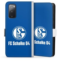 DeinDesign Galaxy S20 FE 5G Handy Klapph&uuml;lle Handyh&uuml;lle aus Kunst Leder wei&szlig; Flip Case Official Licensed Product Logo Fc Schalke 04 Sideflip mit Lasche