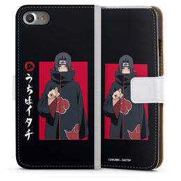 DeinDesign iPhone SE (2020) Handy Klapph&uuml;lle Handyh&uuml;lle aus Kunst Leder wei&szlig; Flip Case Itachi Uchiha Official Licensed Product Naruto Shippuden Sideflip mit 