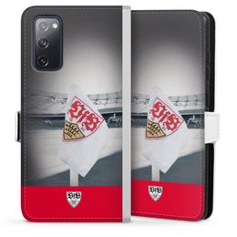 DeinDesign Galaxy S20 FE 5G Handy Klapph&uuml;lle Handyh&uuml;lle aus Kunst Leder wei&szlig; Flip Case Official Licensed Product Bundesliga Vfb Stuttgart Sideflip mit Lasche