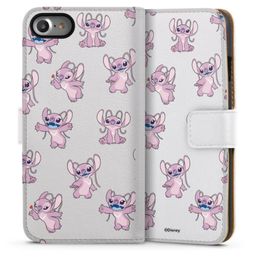 DeinDesign iPhone SE (2022) Handy Klapph&uuml;lle Handyh&uuml;lle aus Kunst Leder wei&szlig; Flip Case Angel Lilo & Stitch Disney Sideflip mit Lasche