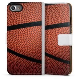 DeinDesign iPhone SE (2020) Handy Klapph&uuml;lle Handyh&uuml;lle aus Kunst Leder wei&szlig; Flip Case Sports Ball Basketball Sideflip mit Lasche