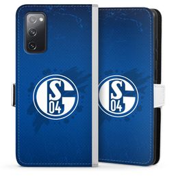 DeinDesign Galaxy S20 FE Handy Klapph&uuml;lle Handyh&uuml;lle aus Kunst Leder wei&szlig; Flip Case Fc Schalke 04 Official Licensed Product Sideflip mit Lasche