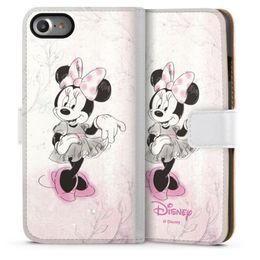 DeinDesign iPhone SE (2020) Handy Klapph&uuml;lle Handyh&uuml;lle aus Kunst Leder wei&szlig; Flip Case Minnie Mouse Vintage Disney Sideflip mit Lasche