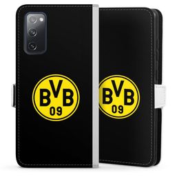 DeinDesign Galaxy S20 FE Handy Klapph&uuml;lle Handyh&uuml;lle aus Kunst Leder wei&szlig; Flip Case Borussia Dortmund Logo Bvb Sideflip mit Lasche