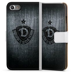 DeinDesign iPhone SE (2020) Handy Klapph&uuml;lle Handyh&uuml;lle aus Kunst Leder wei&szlig; Flip Case Sg Dynamo Dresden Official Licensed Product Vintage Sideflip mit Lasche