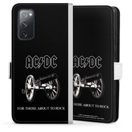 DeinDesign Galaxy S20 FE 5G Handy Klapph&uuml;lle Handyh&uuml;lle aus Kunst Leder wei&szlig; Flip Case Music Acdc Merchandise Sideflip mit Lasche