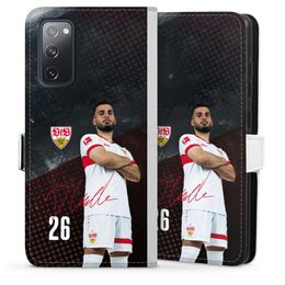 DeinDesign Galaxy S20 FE 5G Handy Klapph&uuml;lle Handyh&uuml;lle aus Kunst Leder wei&szlig; Flip Case Vfb Stuttgart Deniz Undav Official Licensed Product Sideflip mit Lasche