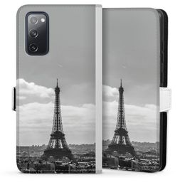 DeinDesign Galaxy S20 FE Handy Klapph&uuml;lle Handyh&uuml;lle aus Kunst Leder wei&szlig; Flip Case Eiffeltour Paris France Sideflip mit Lasche