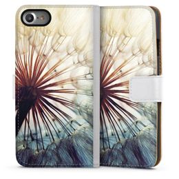 DeinDesign iPhone SE (2022) Handy Klapph&uuml;lle Handyh&uuml;lle aus Kunst Leder wei&szlig; Flip Case Photography Flowers Dandelion Sideflip mit Lasche