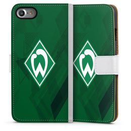 DeinDesign iPhone SE (2020) Handy Klapph&uuml;lle Handyh&uuml;lle aus Kunst Leder wei&szlig; Flip Case Sv Werder Bremen Coat Of Arms Official Licensed Product Sideflip mit 
