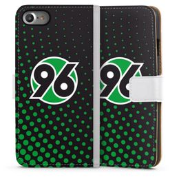 DeinDesign iPhone SE (2020) Handy Klapph&uuml;lle Handyh&uuml;lle aus Kunst Leder wei&szlig; Flip Case Hannover 96 Muster Logo Sideflip mit Lasche