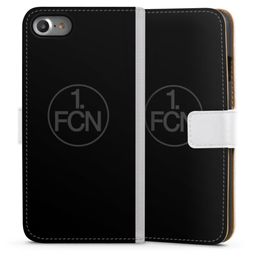 DeinDesign iPhone SE (2020) Handy Klapph&uuml;lle Handyh&uuml;lle aus Kunst Leder wei&szlig; Flip Case 1. Fc N&uuml;rnberg Logo 1. Fcn Sideflip mit Lasche