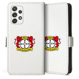 DeinDesign Galaxy A52s 5G Handy Klapph&uuml;lle Handyh&uuml;lle aus Kunst Leder wei&szlig; Flip Case Logo Bayer 04 Leverkusen Official Licensed Product Sideflip mit Lasche