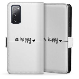 DeinDesign Galaxy S20 FE 5G Handy Klapph&uuml;lle Handyh&uuml;lle aus Kunst Leder wei&szlig; Flip Case Happiness Motiv Ohne Hintergrund Statement Sideflip mit Lasche