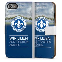 DeinDesign iPhone SE (2020) Handy Klapph&uuml;lle Handyh&uuml;lle aus Kunst Leder wei&szlig; Flip Case Official Licensed Product Sv Darmstadt 98 Coat Of Arms Sideflip mit Lasche