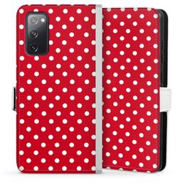 DeinDesign Galaxy S20 FE 5G Handy Klapph&uuml;lle Handyh&uuml;lle aus Kunst Leder wei&szlig; Flip Case Points Polka Dots Retro Sideflip mit Lasche