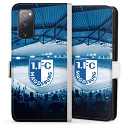 DeinDesign Galaxy S20 FE 5G Handy Klapph&uuml;lle Handyh&uuml;lle aus Kunst Leder wei&szlig; Flip Case Stadium 1. Fcm 1. Fc Magdeburg Sideflip mit Lasche