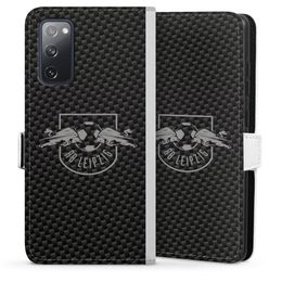 DeinDesign Galaxy S20 FE 5G Handy Klapph&uuml;lle Handyh&uuml;lle aus Kunst Leder wei&szlig; Flip Case Rb Leipzig Carbon Metallic Look Sideflip mit Lasche