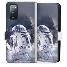 DeinDesign Galaxy S20 FE 5G Handy Klapph&uuml;lle Handyh&uuml;lle aus Kunst Leder wei&szlig; Flip Case Star Wars Merchandise Robot Sideflip mit Lasche
