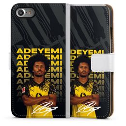 DeinDesign iPhone SE (2020) Handy Klapph&uuml;lle Handyh&uuml;lle aus Kunst Leder wei&szlig; Flip Case Karim Adeyemi Borussia Dortmund Bvb Sideflip mit Lasche